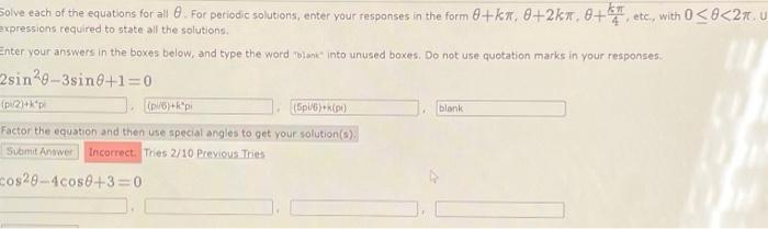 Solved Solve each of the equations for all θ. For periodic | Chegg.com