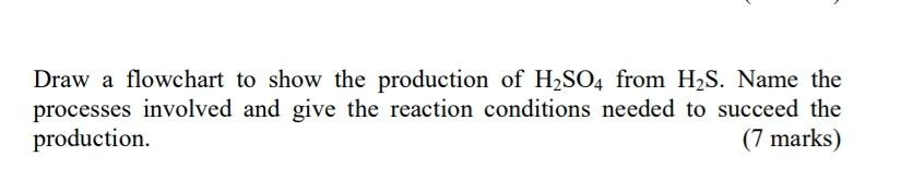 Solved Draw a flowchart to show the production of H2SO4 from | Chegg.com