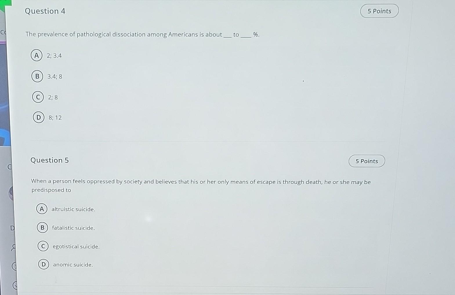 Solved The prevalence of pathological dissociation among | Chegg.com