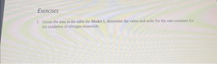 Solved 1. Given the data in the table for Model 1, determine | Chegg.com