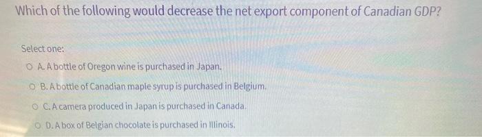 Solved Which of the following would decrease the net export | Chegg.com