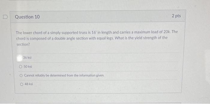 Solved The lower chord of a simply supported truss is 16′ in | Chegg.com