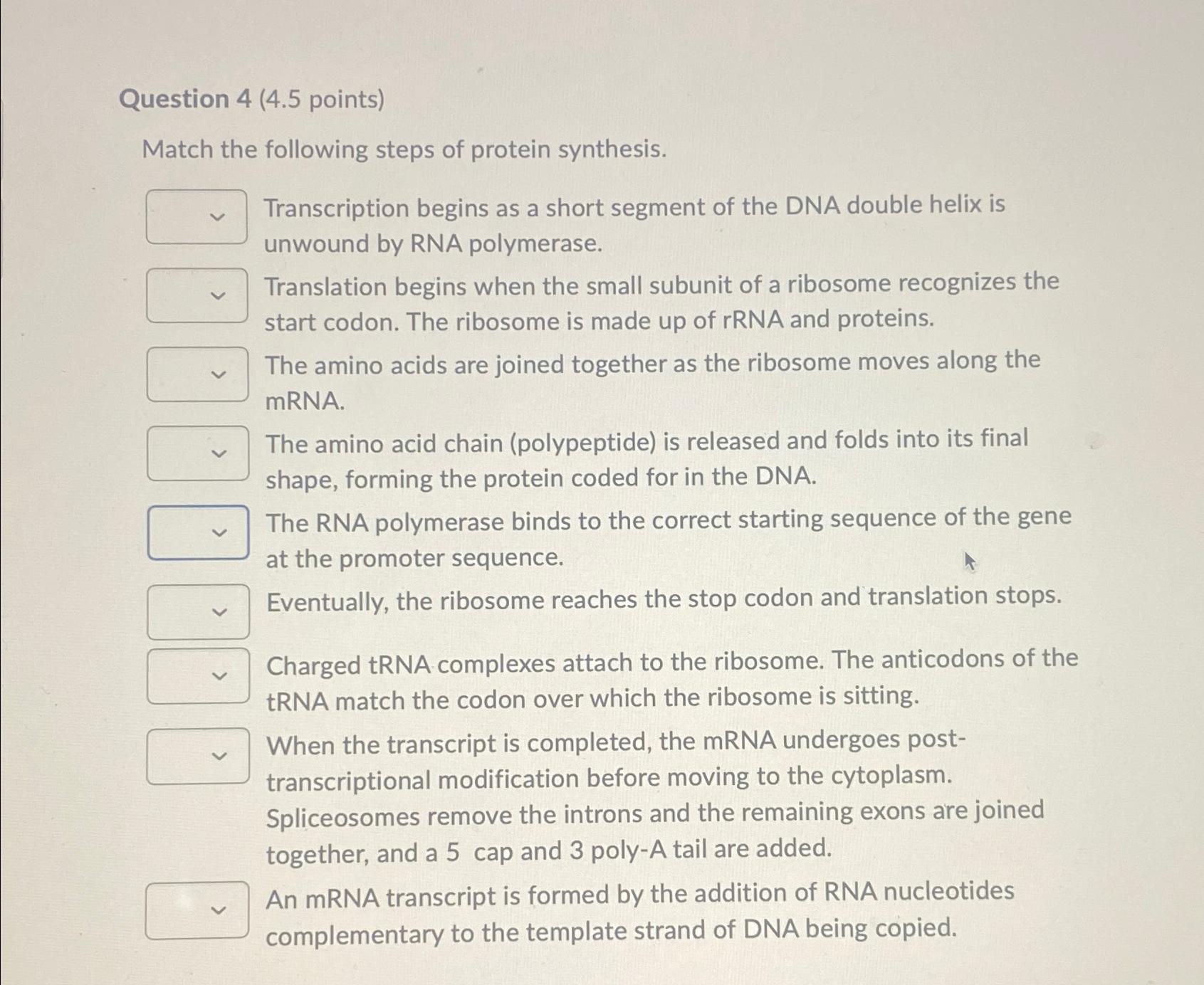 Solved Question 4 ( 4.5 ﻿points)Match the following steps of | Chegg.com