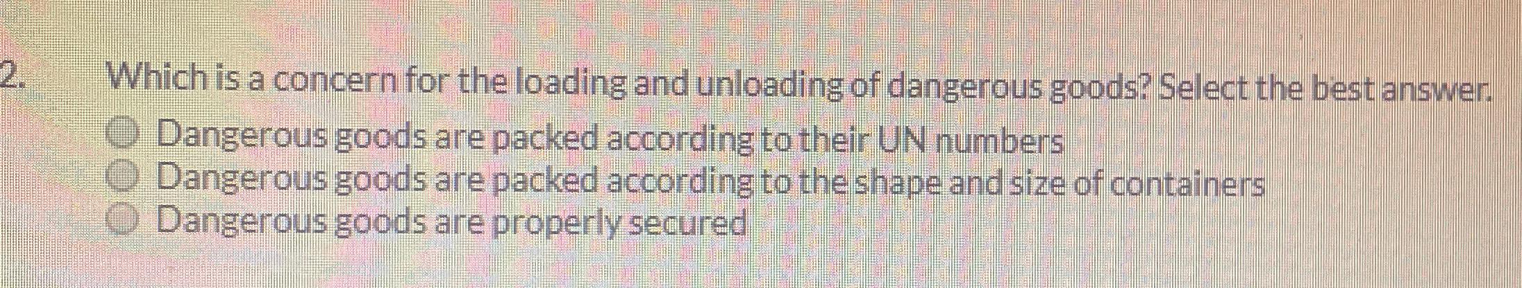 Solved Which is a concern for the loading and unloading of | Chegg.com