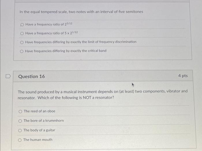 Solved In the equal tempered scale, two notes with an | Chegg.com