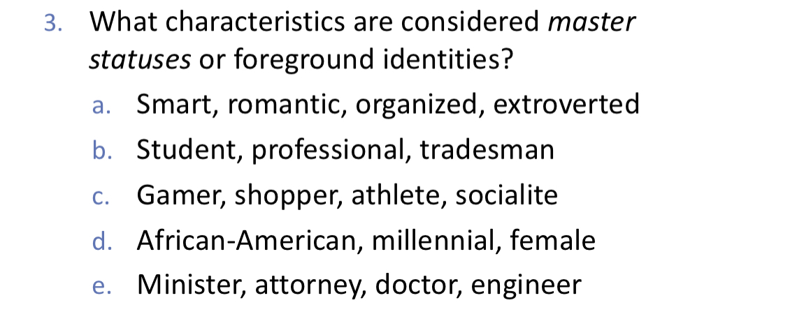 Solved What characteristics are considered master statuses | Chegg.com