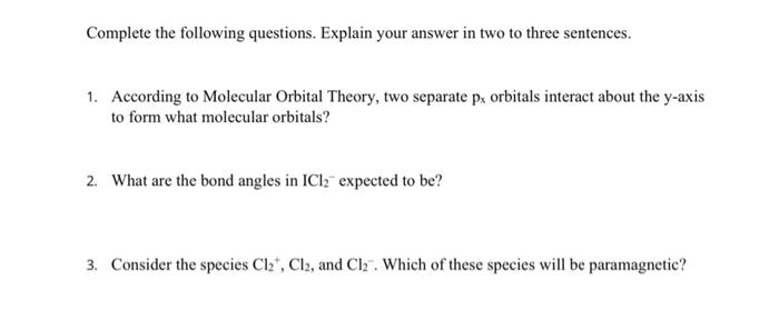 Solved Complete the following questions. Explain your answer | Chegg.com