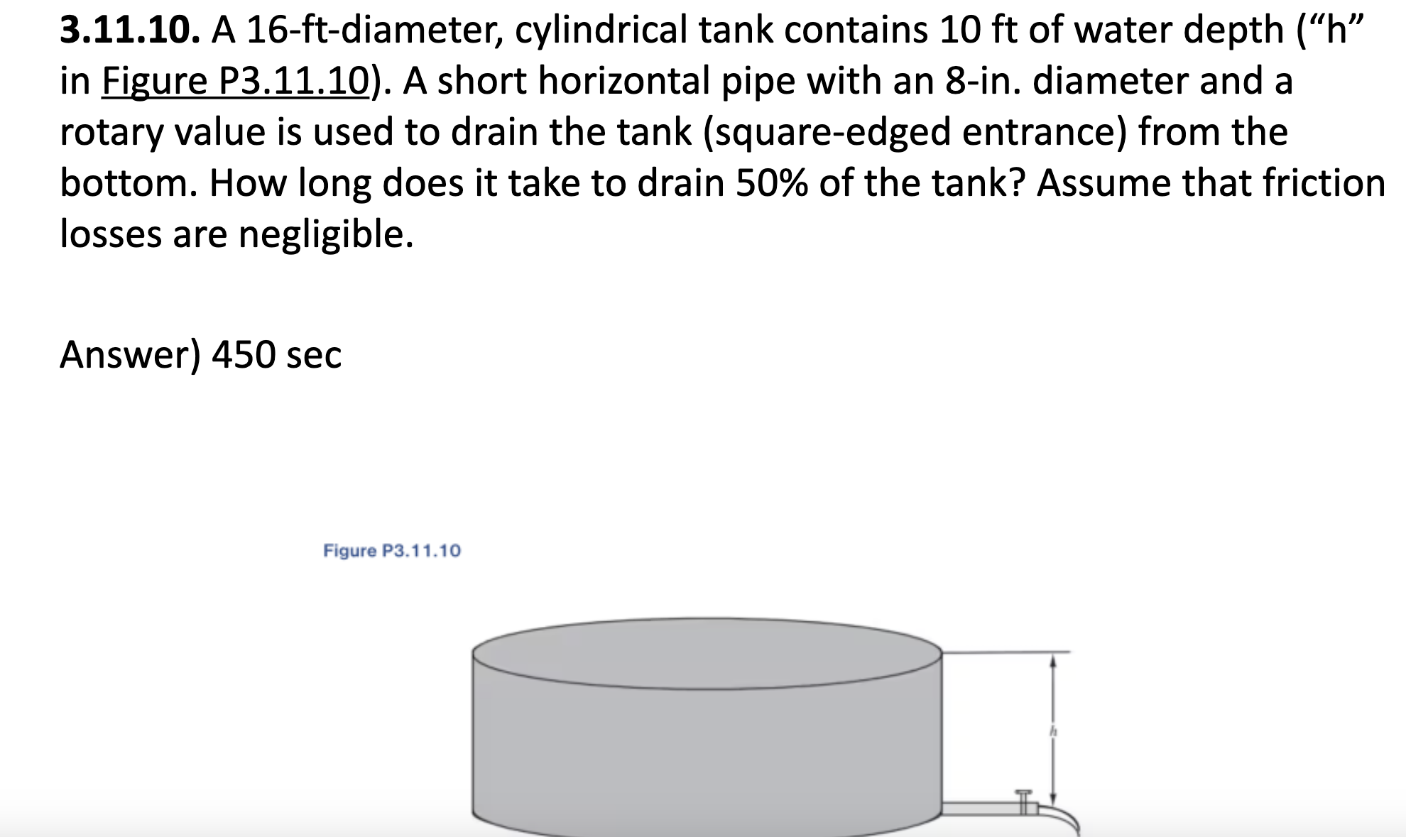 Solved 3.11.10. ﻿A 16-ft-diameter, cylindrical tank contains | Chegg.com