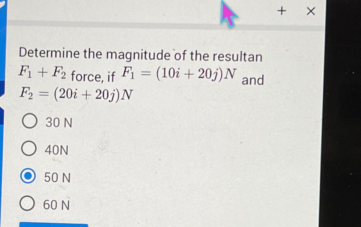 Solved Determine the magnitude of the resultan F1+F2 ﻿force, | Chegg.com