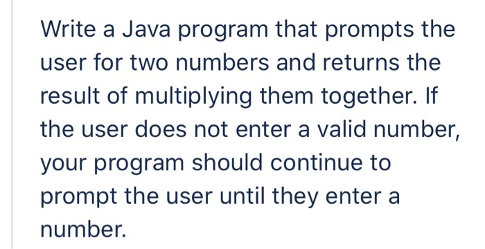 Solved Write a Java program that prompts the user for two | Chegg.com