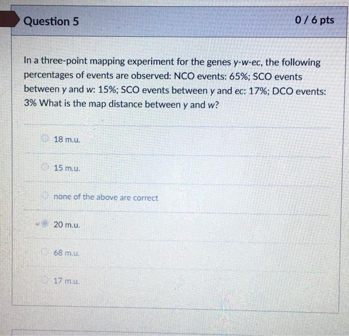 Solved Question 5 0/6 pts In a three-point mapping | Chegg.com