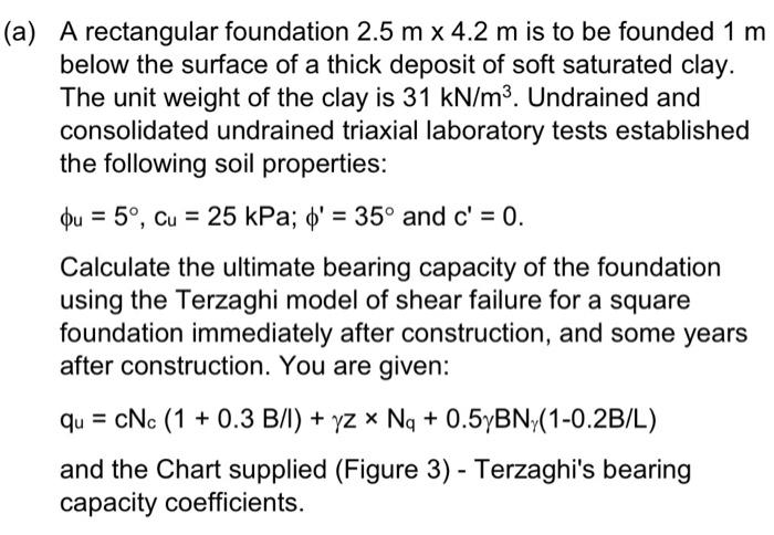 Solved A rectangular foundation 2.5 m×4.2 m is to be founded | Chegg.com
