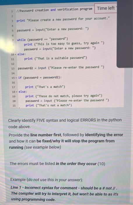 Solved I/Password creation and verification progran print | Chegg.com