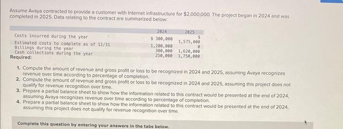 Solved Assume Avaya contracted to provide a customer with | Chegg.com
