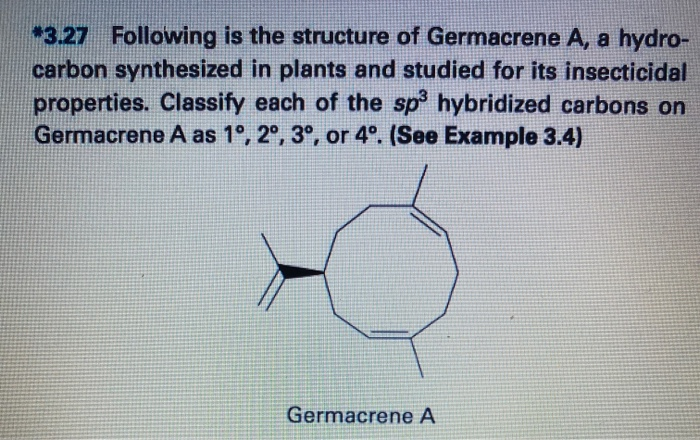 Solved *3.27 Following is the structure of Germacrene A, a | Chegg.com