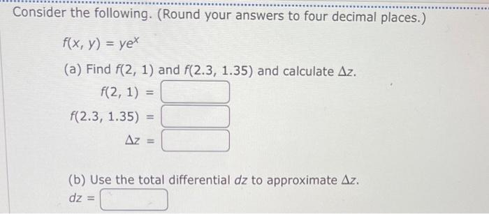 Solved Consider the following. (Round your answers to four | Chegg.com