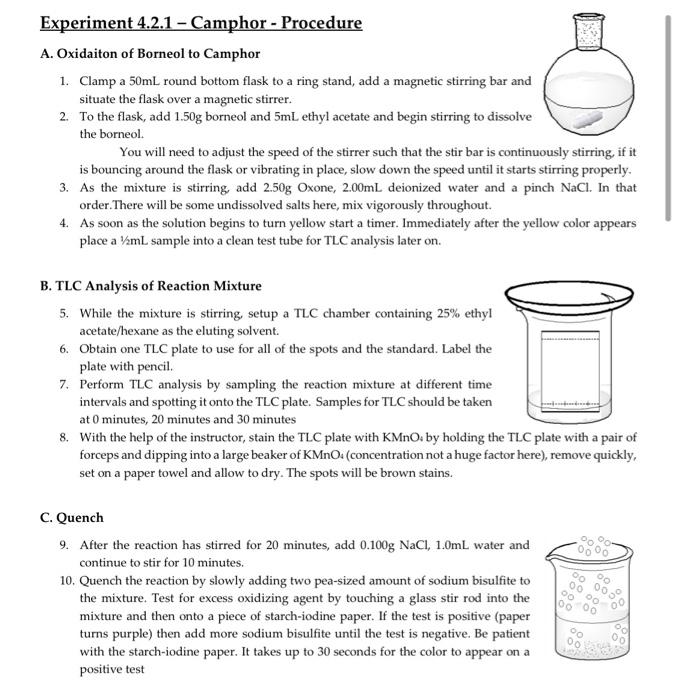 Experiment 4.2.1 - Oxidation of Borneol to Camphor | Chegg.com