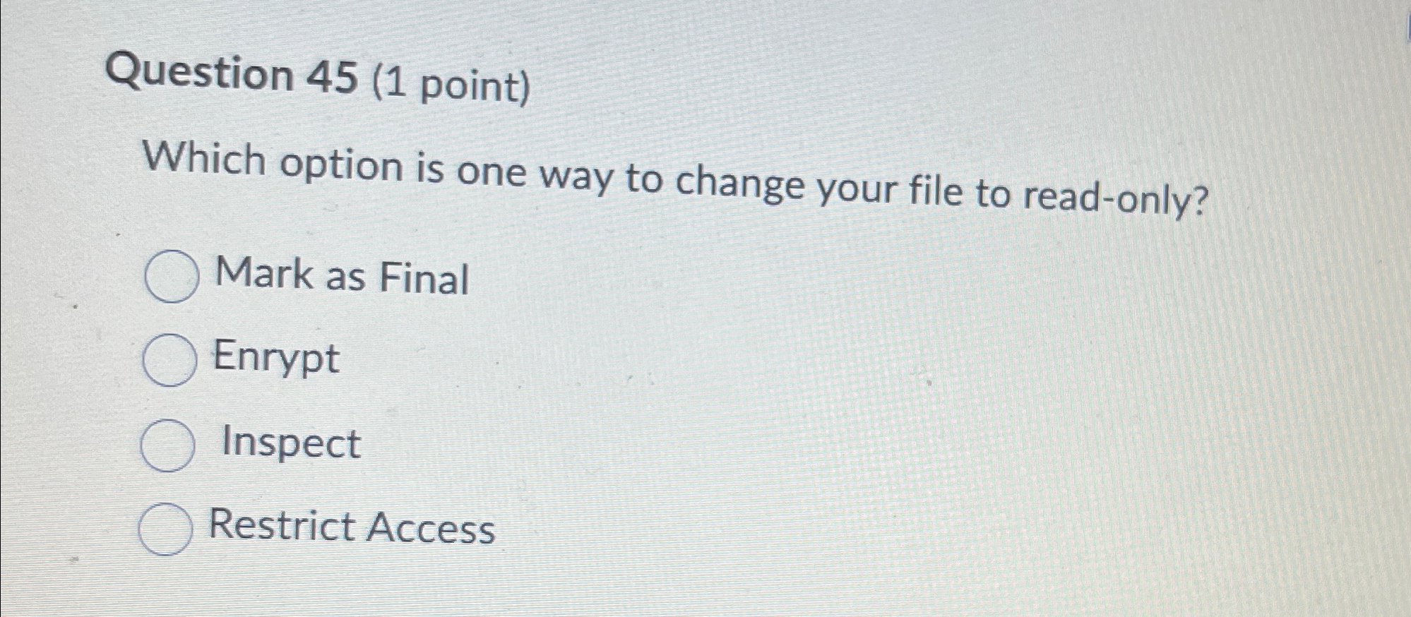 Solved Question 45 (1 ﻿point)Which option is one way to | Chegg.com