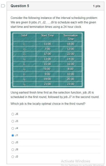 Solved Question 5 1 Pts Consider The Following Instance Of 1884