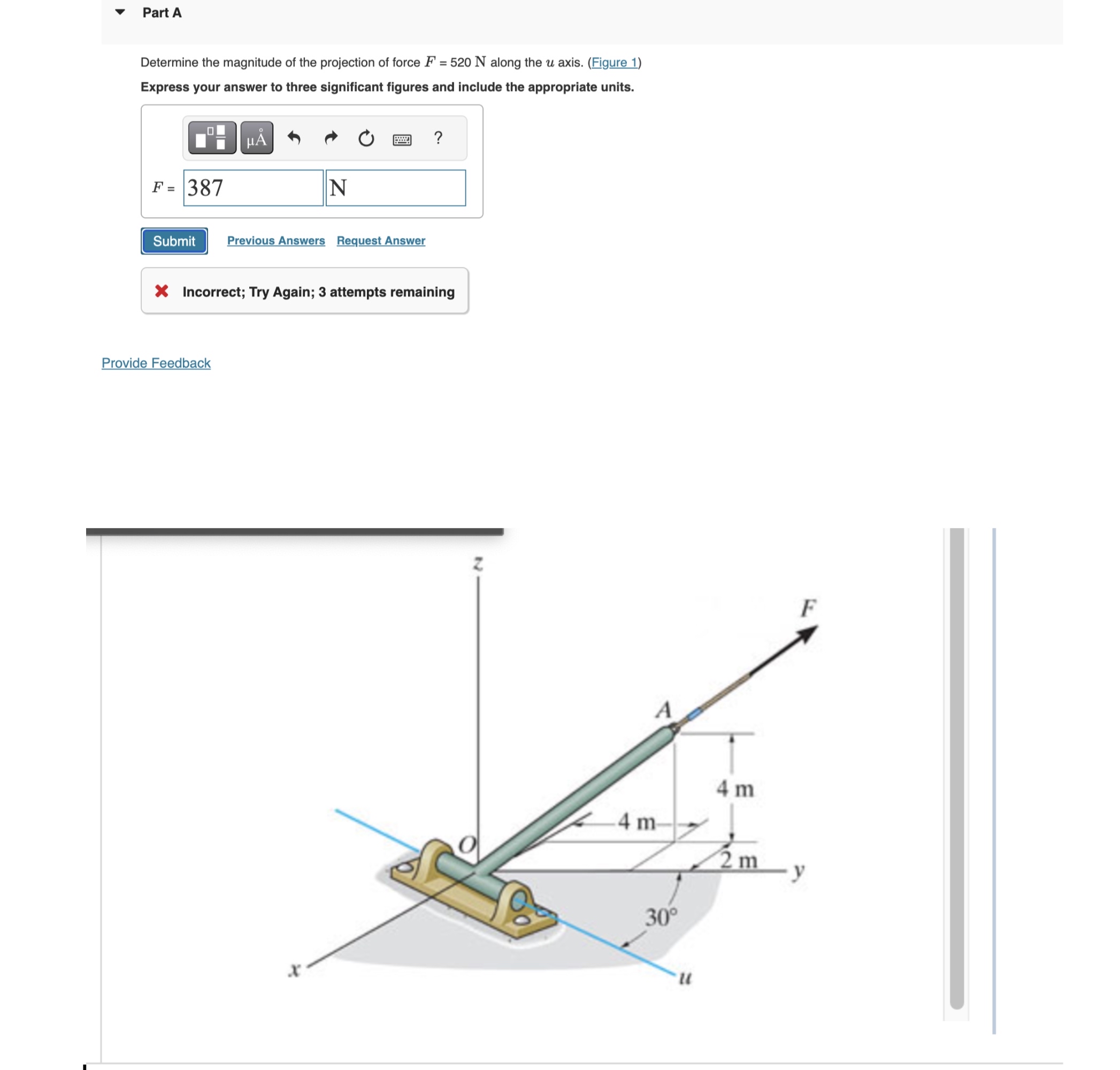 Solved Part Adetermine The Magnitude Of The Projection Of