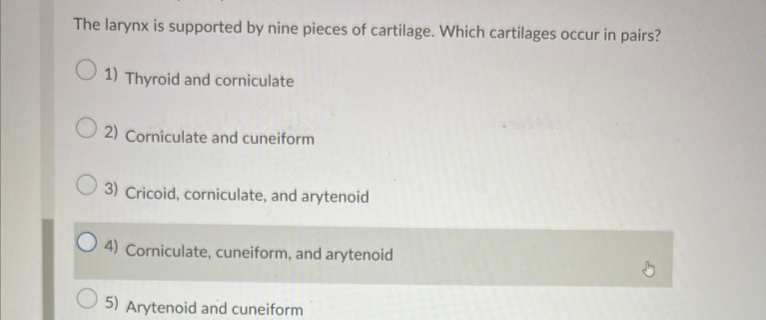 Solved The larynx is supported by nine pieces of cartilage. | Chegg.com