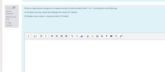 Solved 27 Write a single python program to create an array | Chegg.com