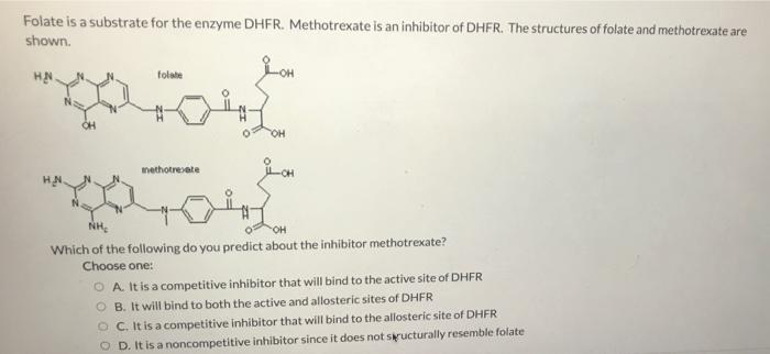 Solved Folate is a substrate for the enzyme DHFR. | Chegg.com