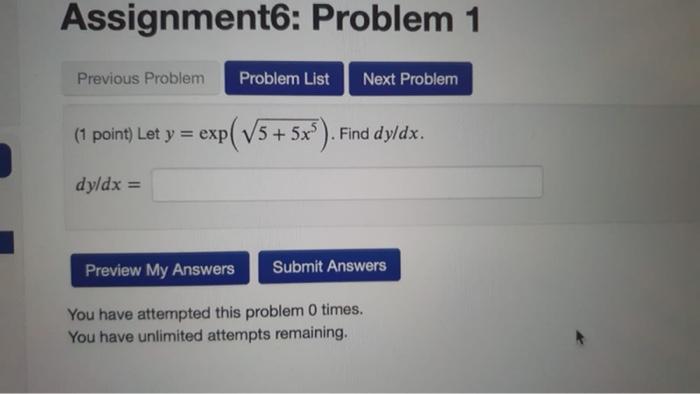 Solved Assignment6 Problem 1 Previous Problem Problem List 0620