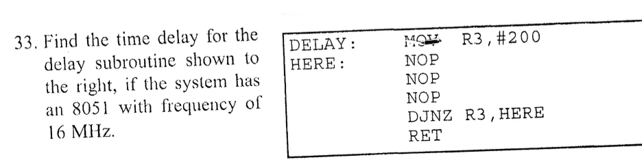 Solved Find the time delay for the delay subroutine shown to | Chegg.com