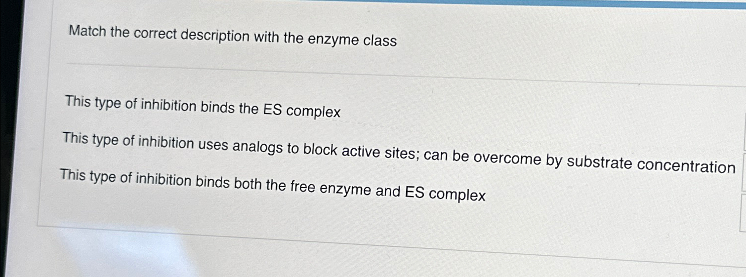 Solved Match the correct description with the enzyme | Chegg.com