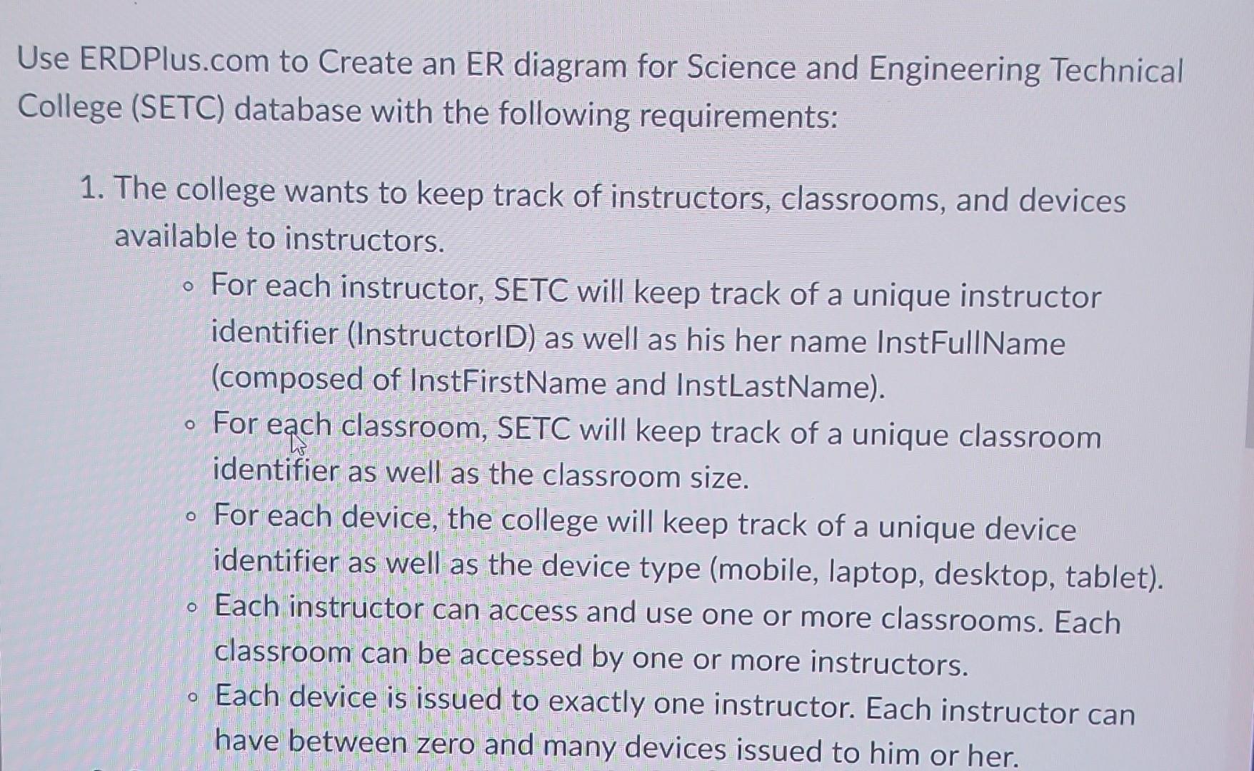 Solved Jse ERDPlus.com to Create an ER diagram for Science | Chegg.com