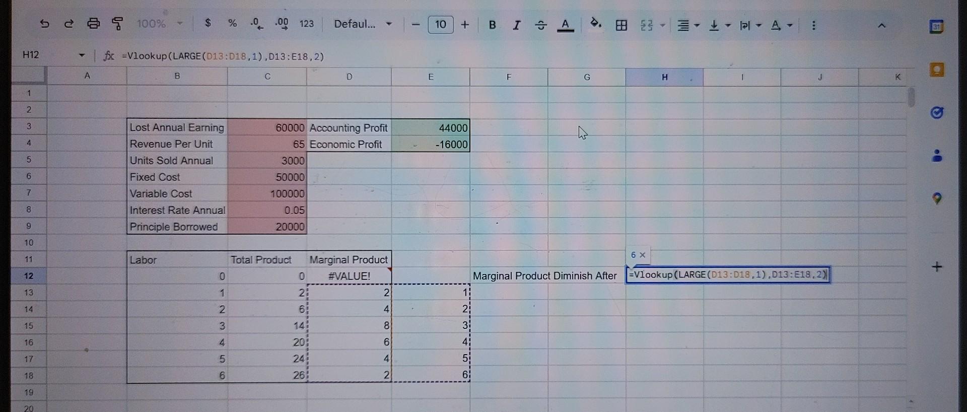 spreadsheet is saying the answer to this function is | Chegg.com