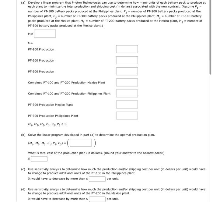 Solved Photon Technologies, Inc., a manufacturer of | Chegg.com