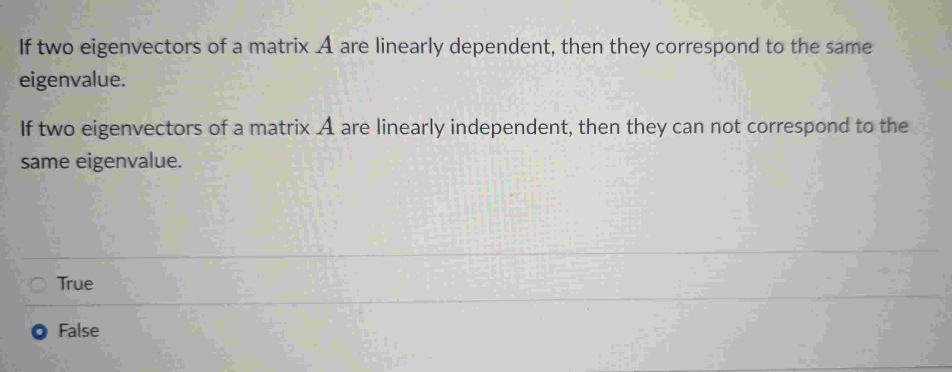 Solved If two eigenvectors of a matrix \( ﻿A \) ﻿are | Chegg.com