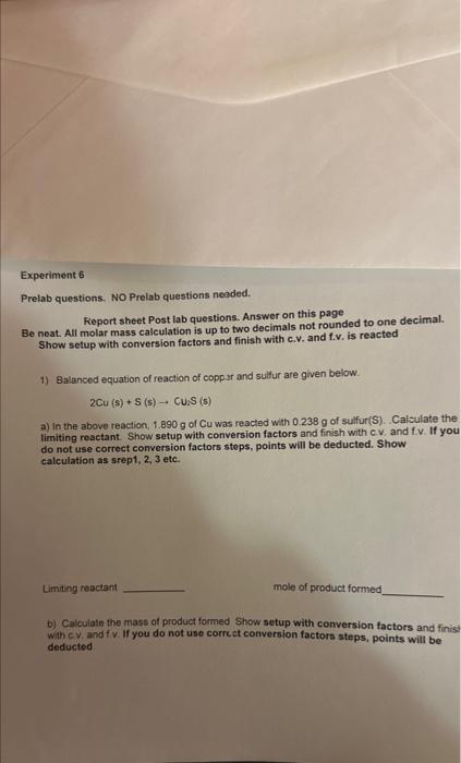 Solved Experiment 6 Prelab questions, NO Prelab questions | Chegg.com