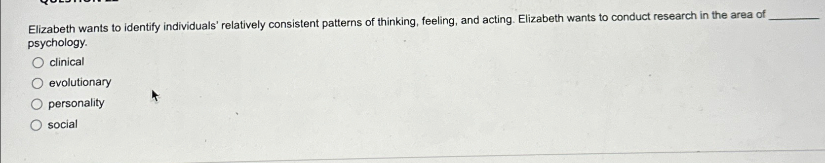 Solved Elizabeth wants to identify individuals' relatively | Chegg.com