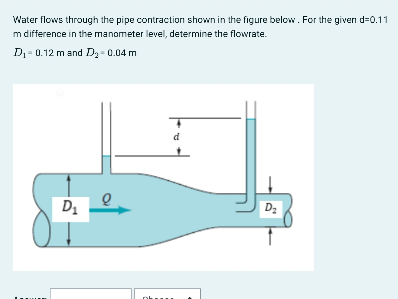 Solved Water flows through the pipe contraction shown in the | Chegg.com