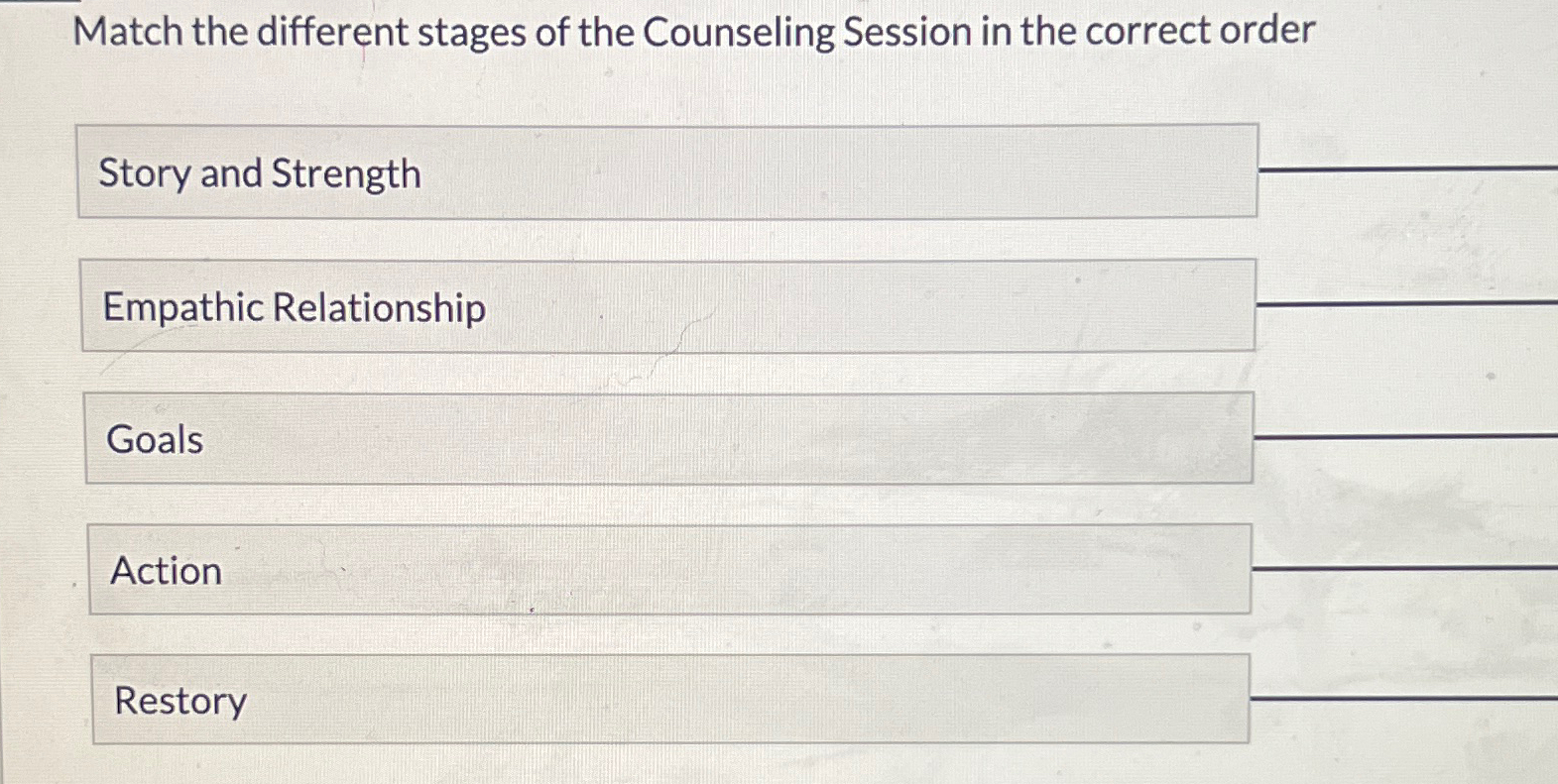 Solved Match the different stages of the Counseling Session | Chegg.com