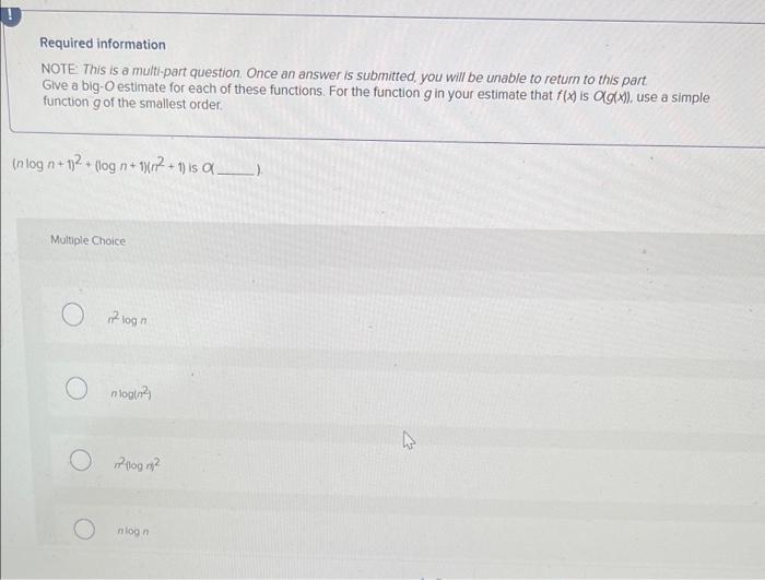 Solved Required information NOTE: This is a multi-part | Chegg.com