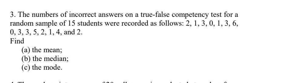 Solved 3. The numbers of incorrect answers on a true-false | Chegg.com