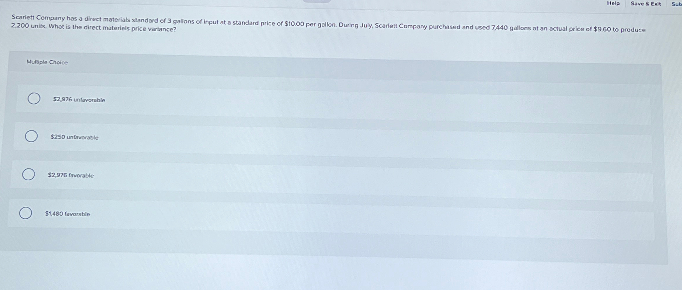 Solved HelpSave & ExitSub2,200 ﻿units. What is the direct | Chegg.com