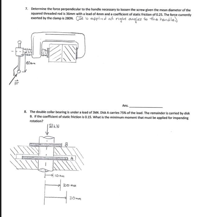 7. Determine the force perpendicular to the handle | Chegg.com