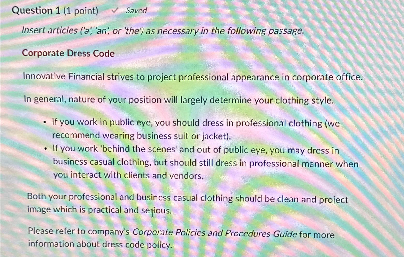 Solved Question 1 (1 point) Saved Insert articles ('a', | Chegg.com