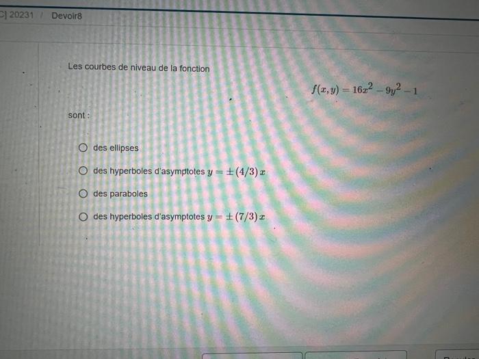 Solved The level curves of the functionAre:O ellipses• | Chegg.com