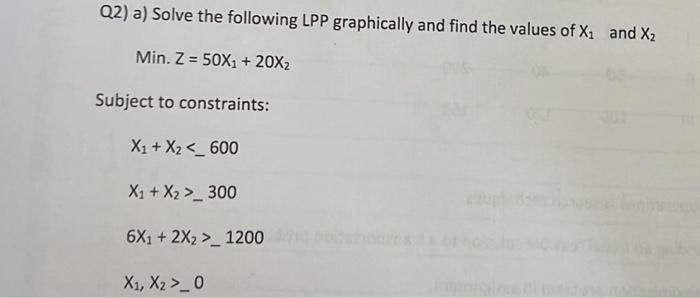 Solved Q2) a) Solve the following LPP graphically and find | Chegg.com