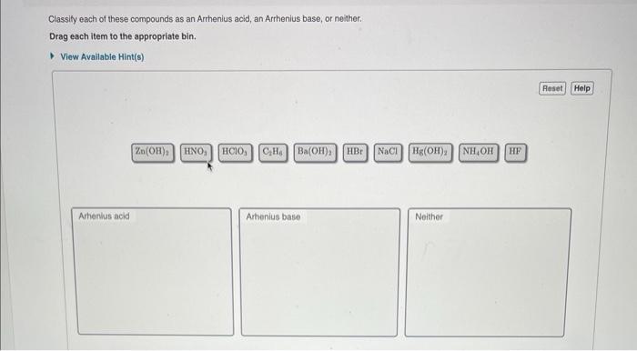 Solved Classify each of these compounds as an Arrhenius | Chegg.com