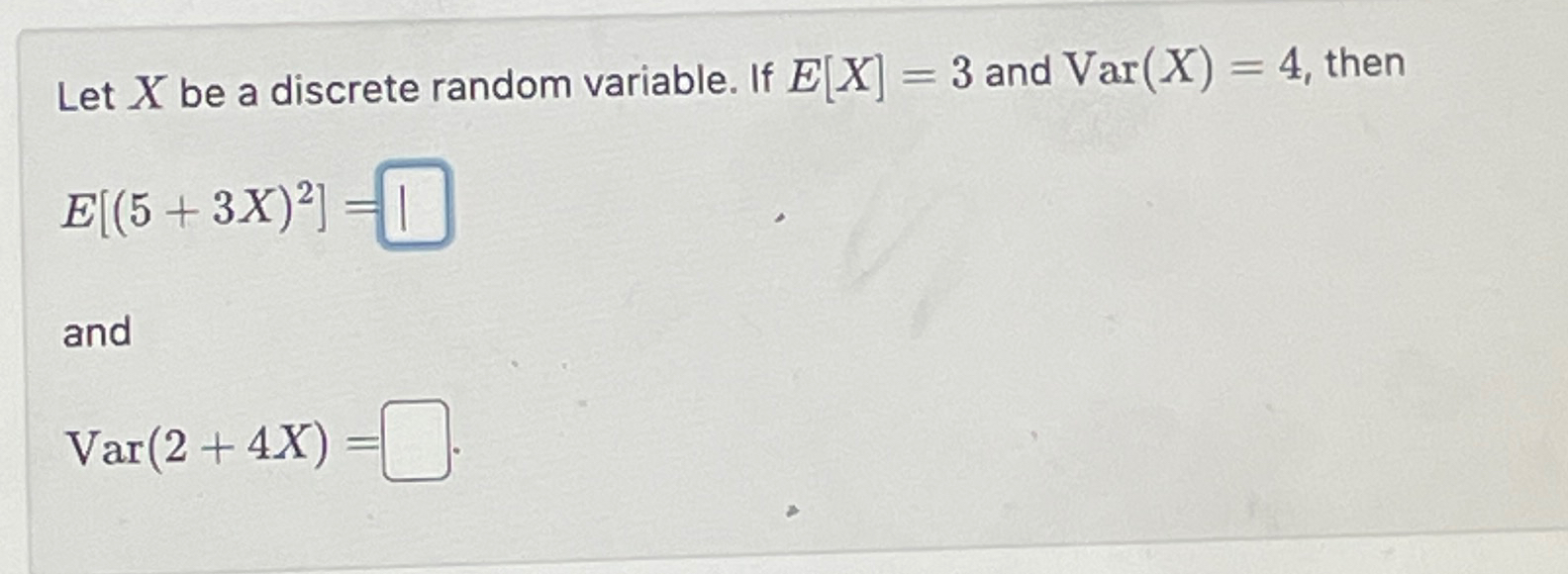Solved Let x ﻿be a discrete random variable. If E[x]=3 ﻿and | Chegg.com