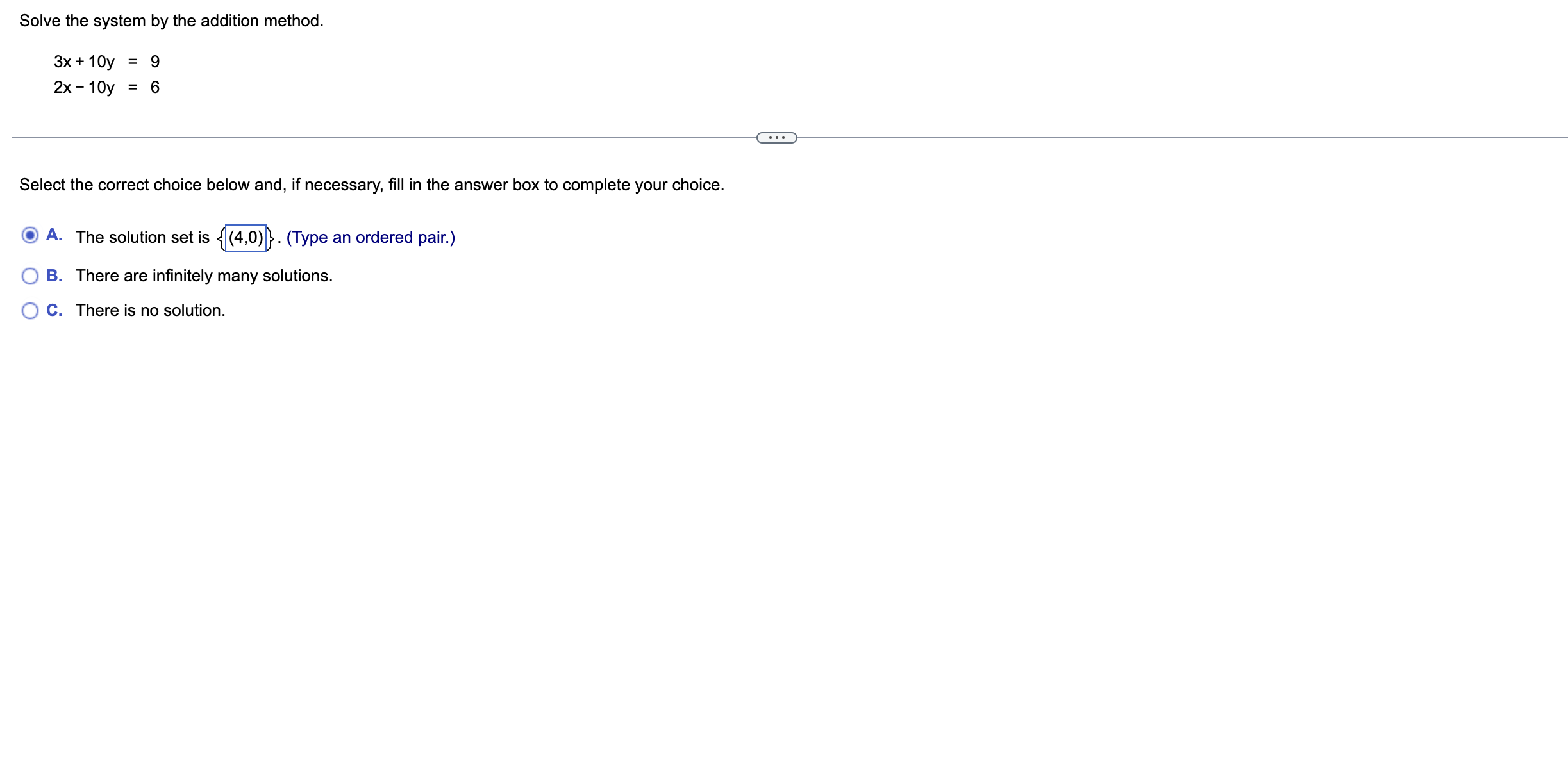 Solved Solve the system by the addition | Chegg.com