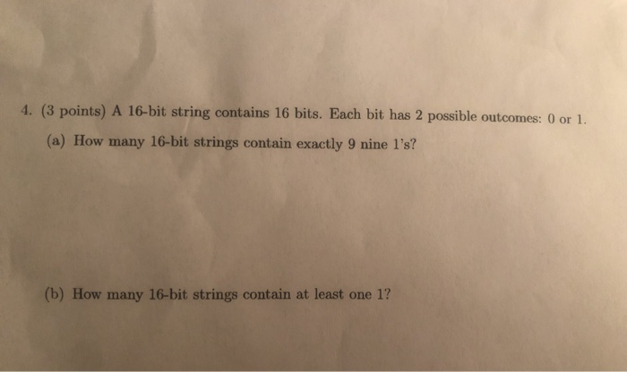 Solved 4. (3 points) A 16-bit string contains 16 bits. Each | Chegg.com