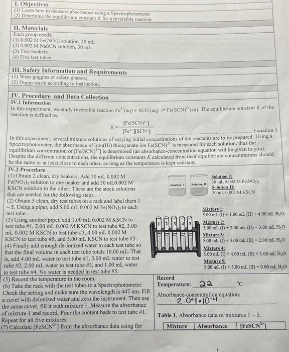 1. Objectives (1) Learn how to measure absorbance | Chegg.com